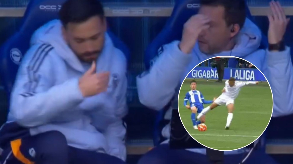 La reacción de Davide Ancelotti al ver la brutal entrada de Mbappé