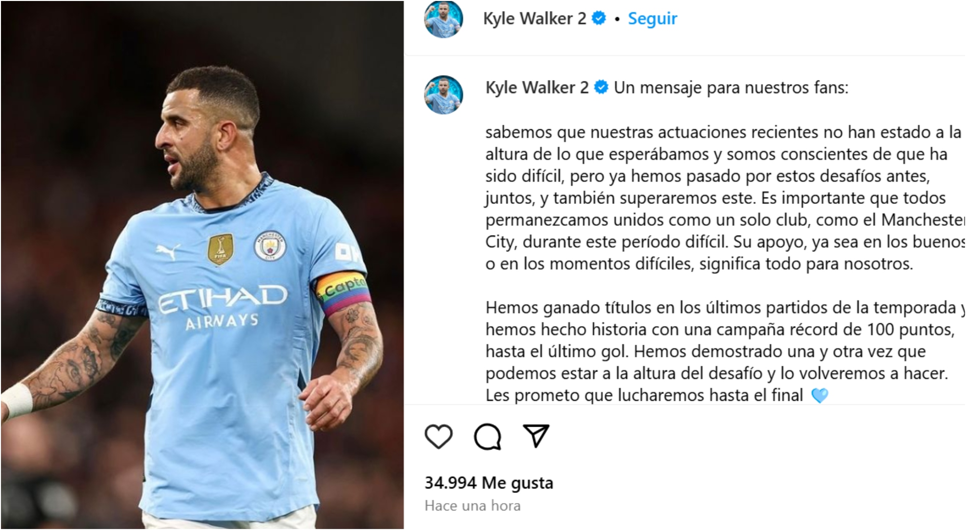 Kyle Walker, al quite con Guardiola: "Es importante que permanezcamos ...