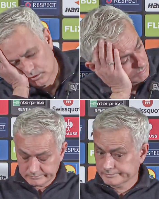 Mourinho no se corta y se echa a dormir en plena rueda de prensa ...