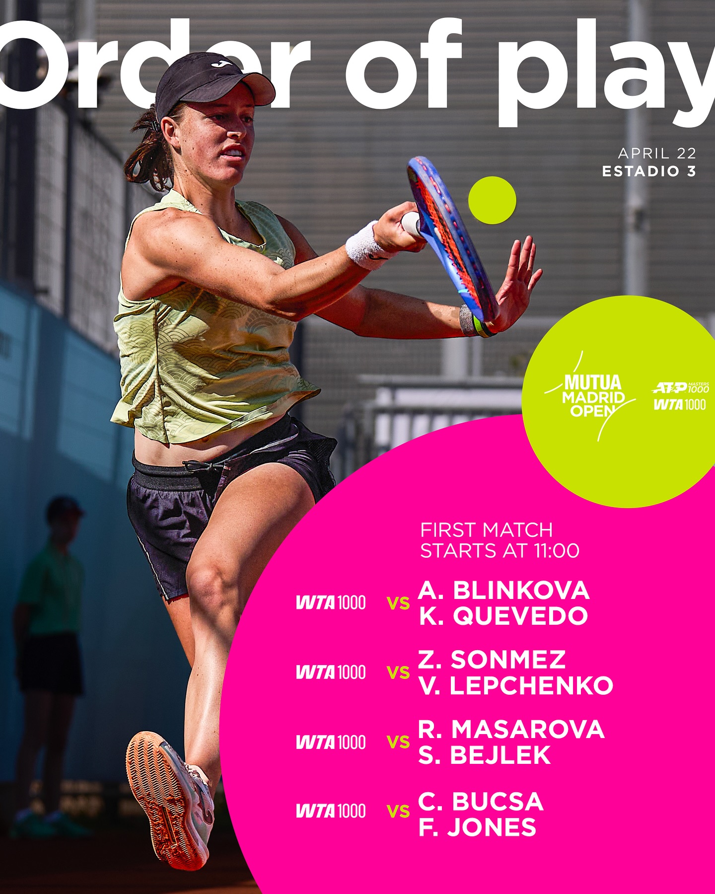 Partidos de hoy, 22 de abril, del Mutua Madrid Open 2025: horarios y ...