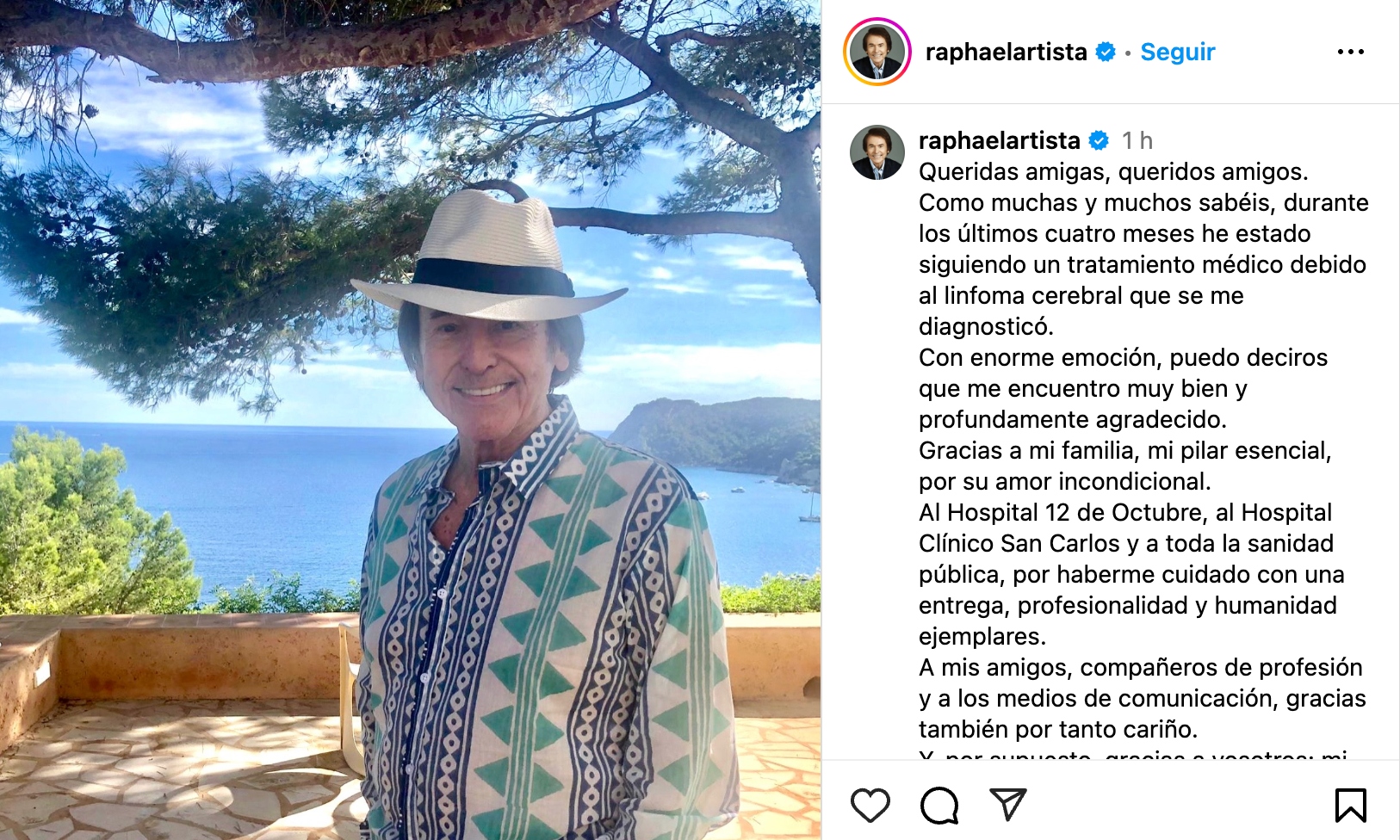 Raphael anuncia su regreso a los escenarios tras sus problemas de salud ...