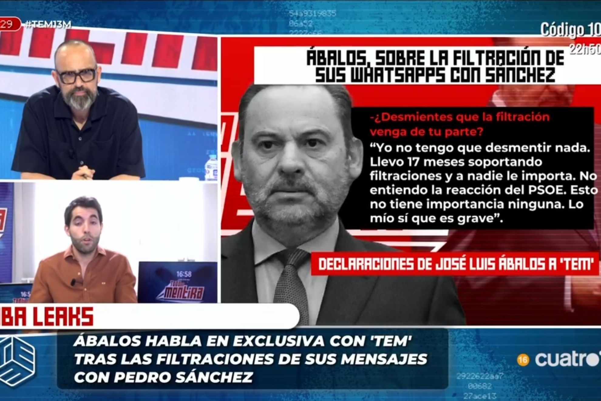 Ábalos se defiende en 'Todo es Mentira' a la filtración de sus WhatsApp ...