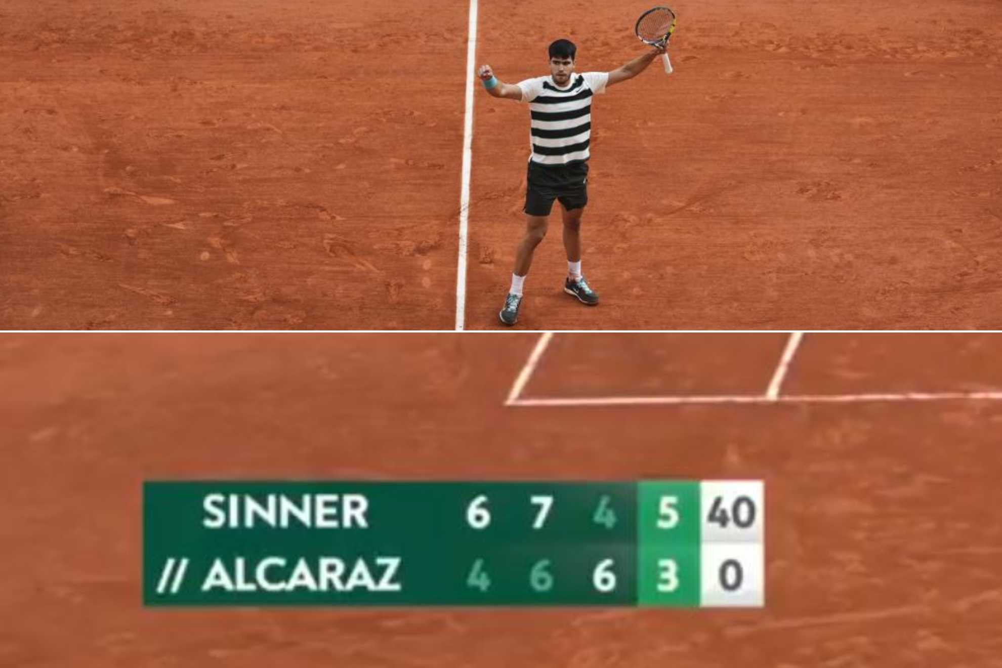 La locura que remontó Carlos Alcaraz ante Sinner, en una imagen