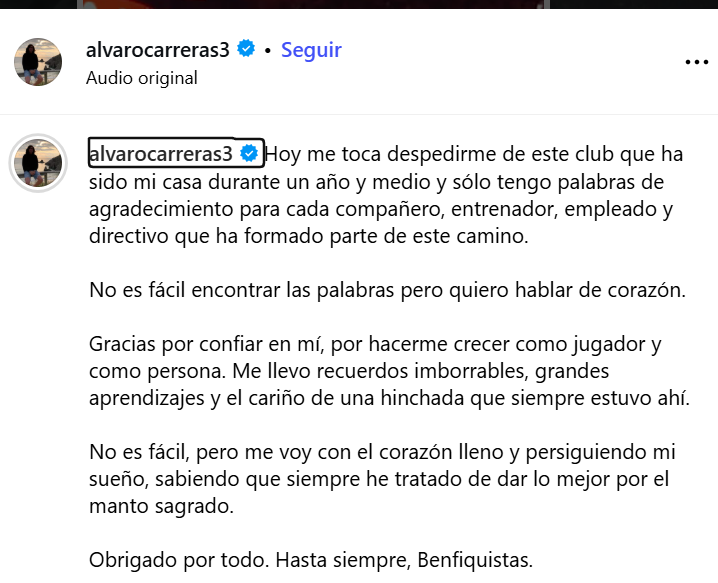 El Benfica da luz al fichaje de Carreras: el Real Madrid paga 50 ...