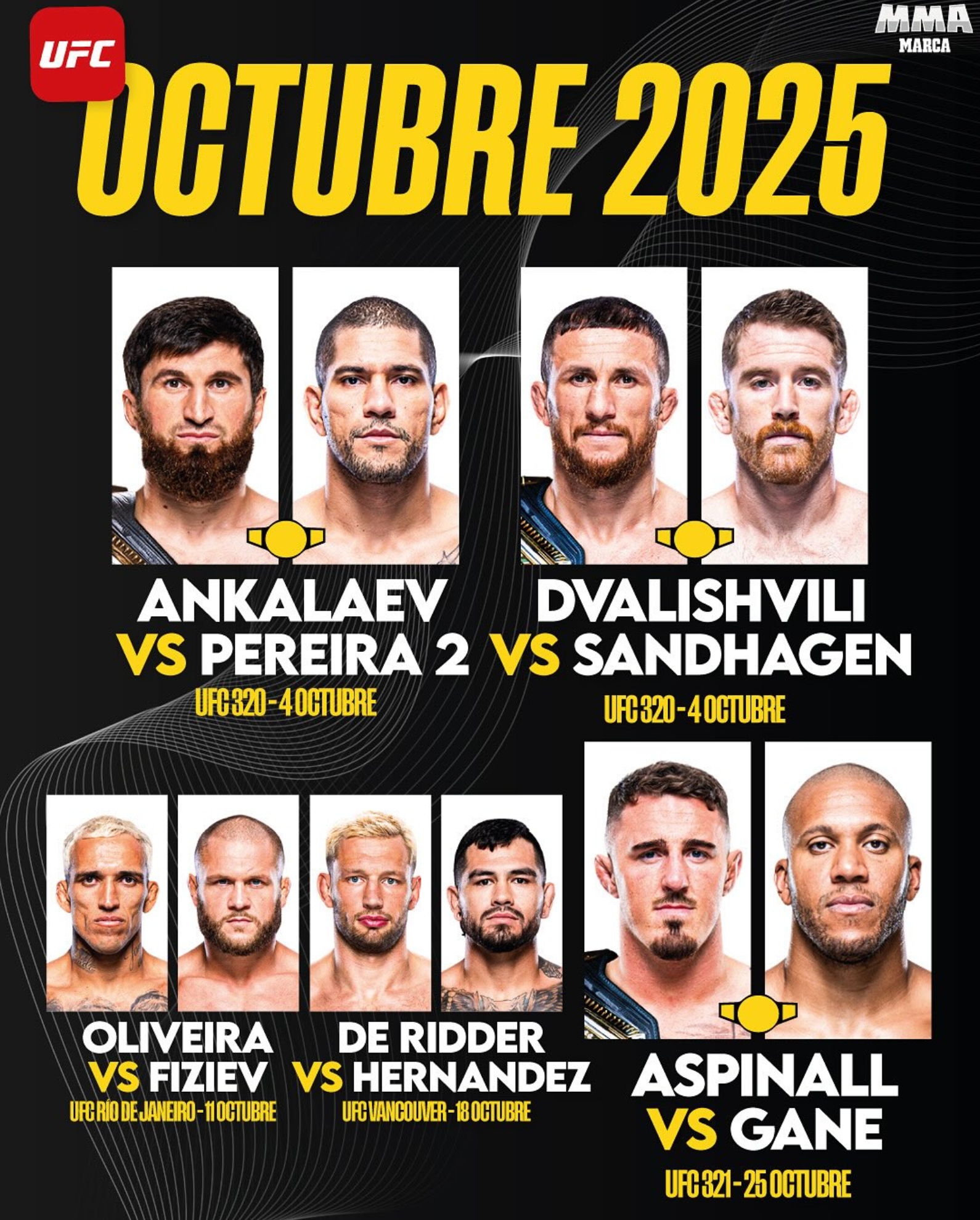 El gigantesco mes de octubre que ha anunciado la UFC: tres peleas por ...