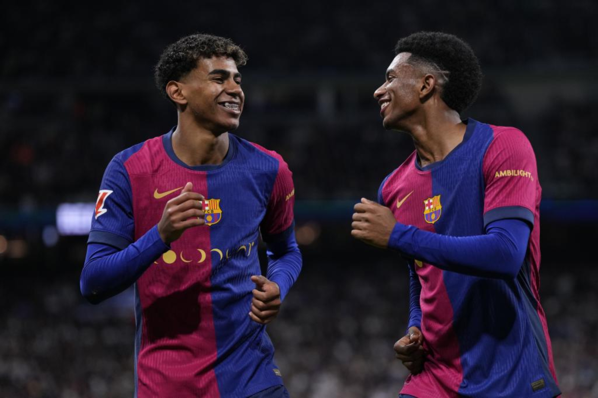 Balde y Lamine, con el grupo