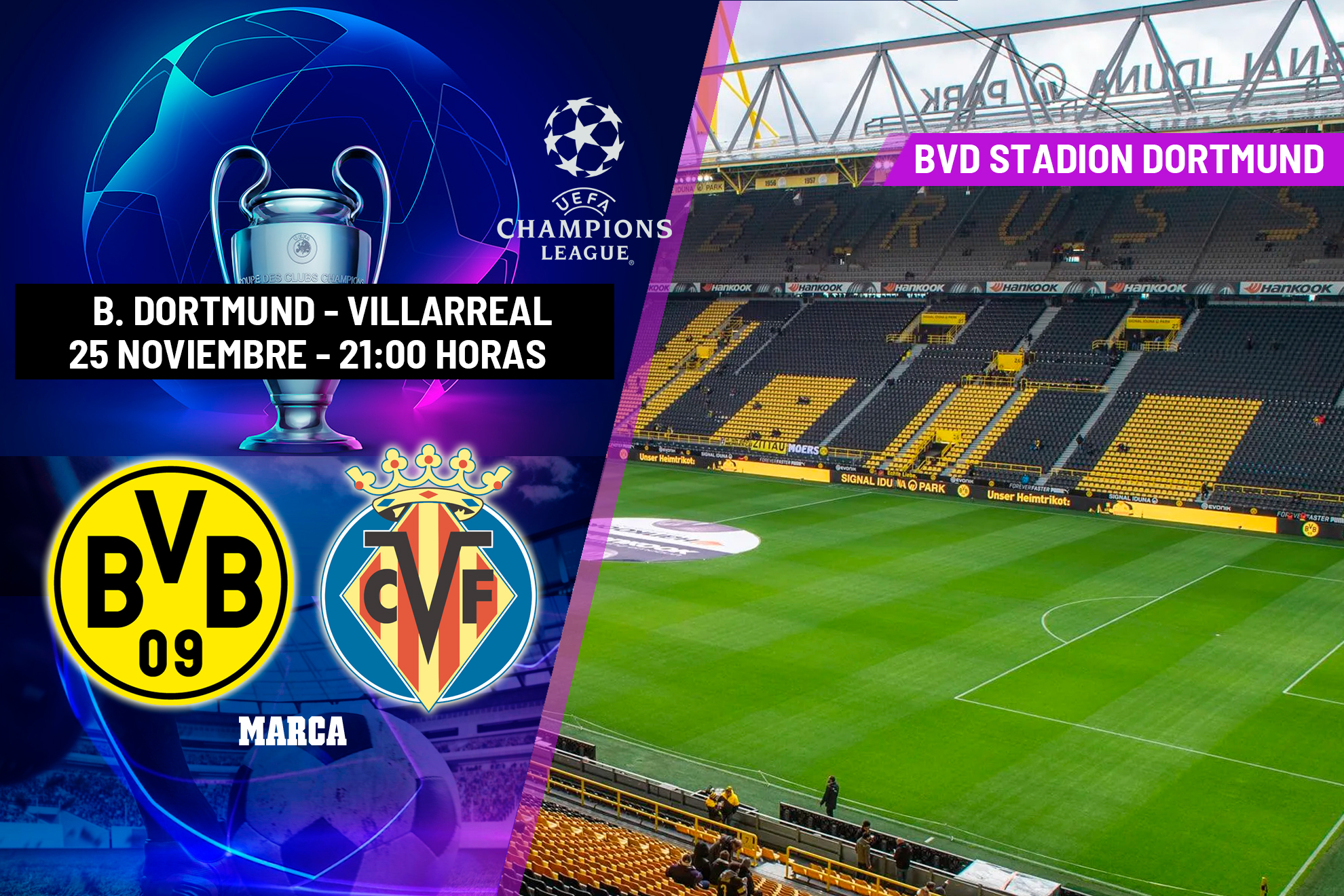 Borussia Dortmund - Villarreal: horario y dónde ver hoy en TV el ...