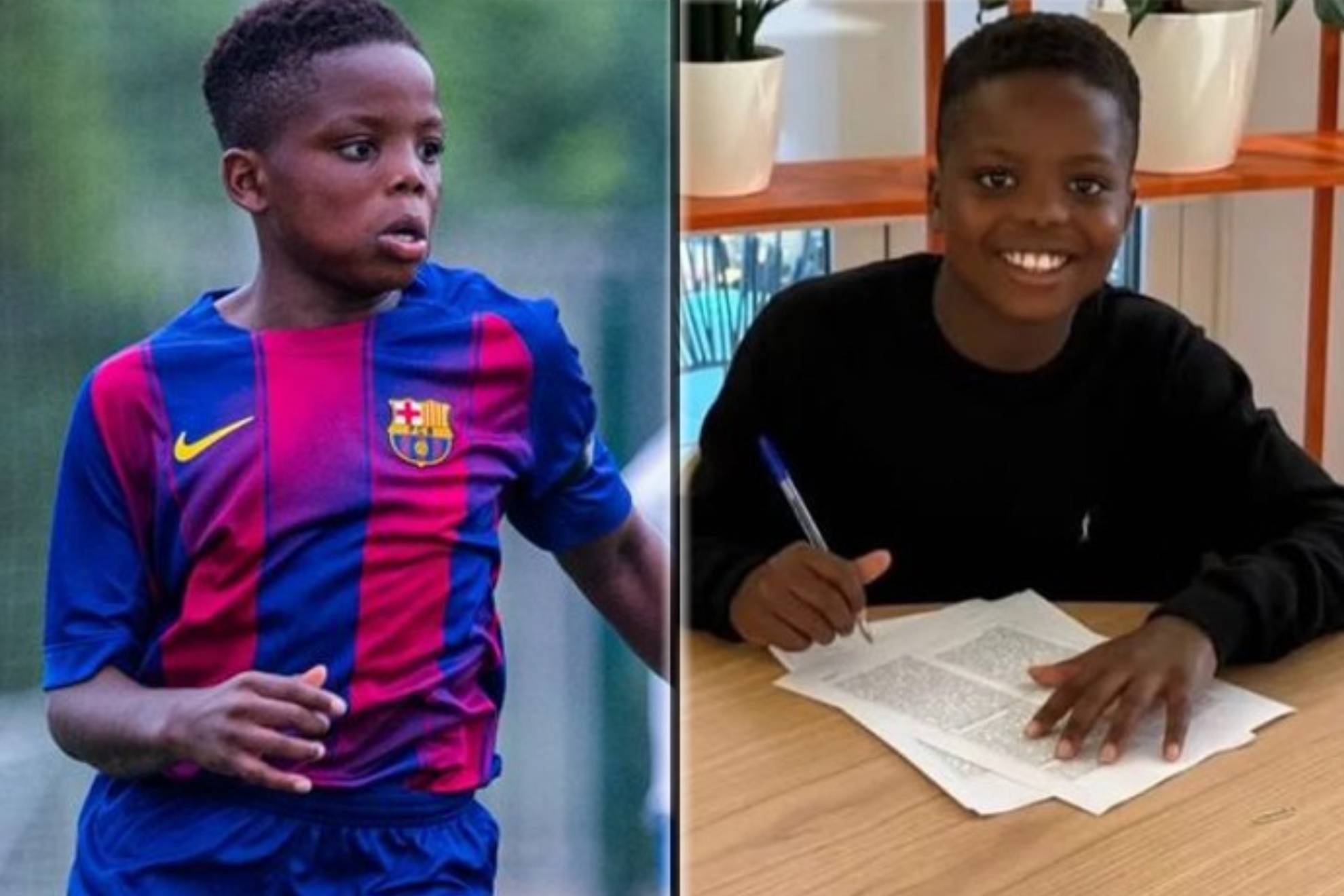 La firma de Destiny Kosiso, el niño prodigio de 12 años del Barcelona ...