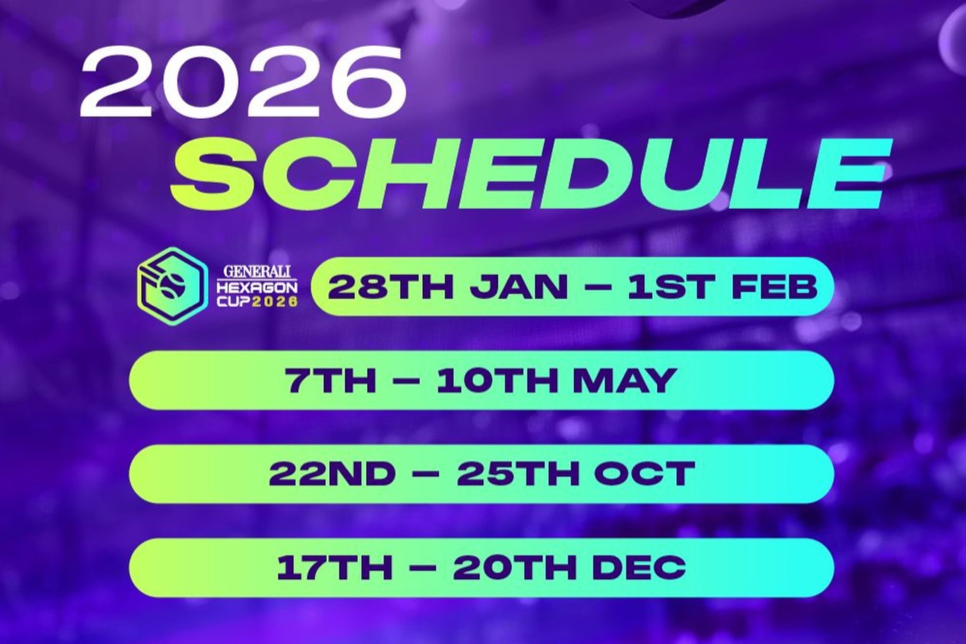 El nuevo calendario de Hexagon Cup World Series: cuatro torneos en 2026