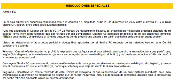 Sanciones durísimas para el Sevilla: seis partidos para Marcao y ...