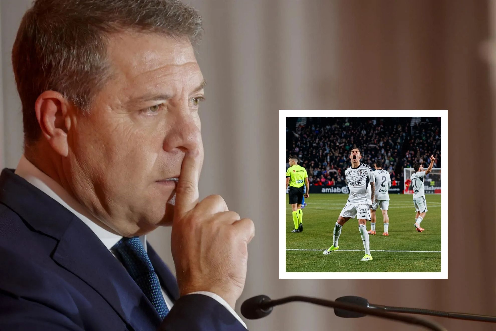 García-Page, celebra la victoria del Albacete frente al Real Madrid en ...