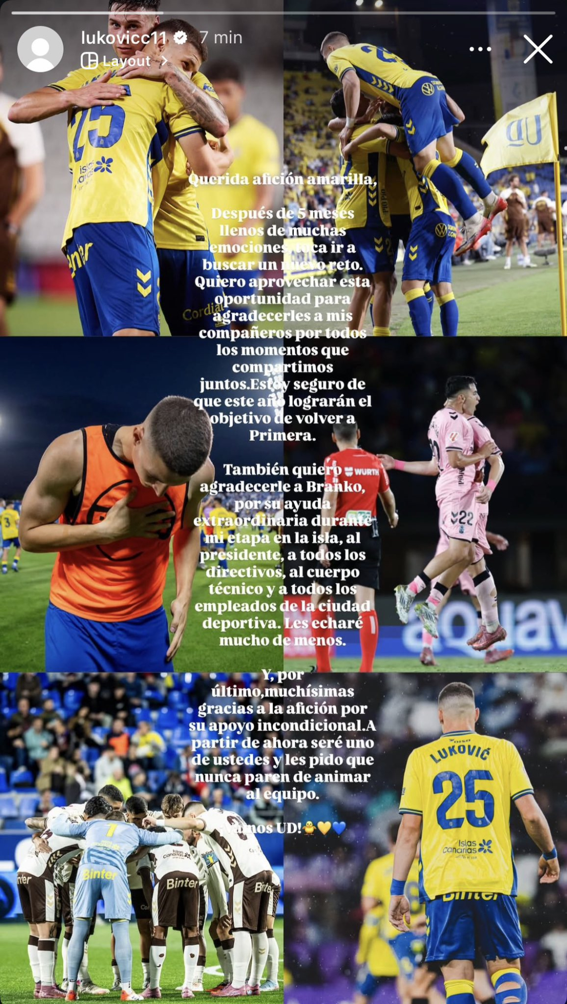 Lukovic se despide de Las Palmas de forma anticipada
