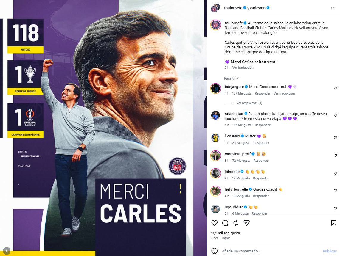 El español Carles Martínez Novell dejará el Toulouse a final de temporada