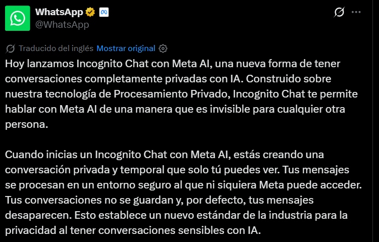 WhatsApp anuncia “Incógnito Chat”, la nueva forma de mantener ...