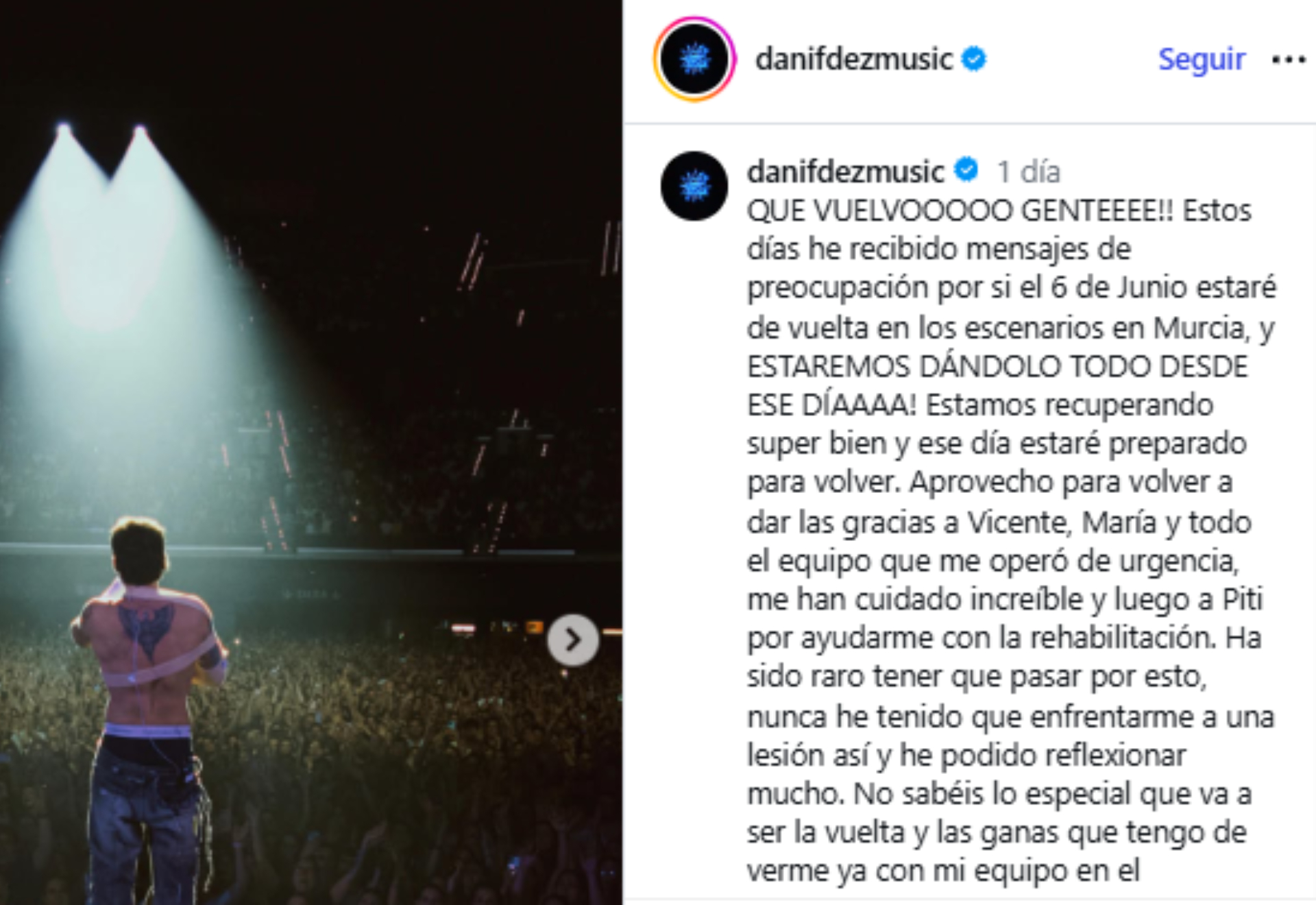 Dani Fernández anuncia cuándo volverá a los escenarios tras su ...