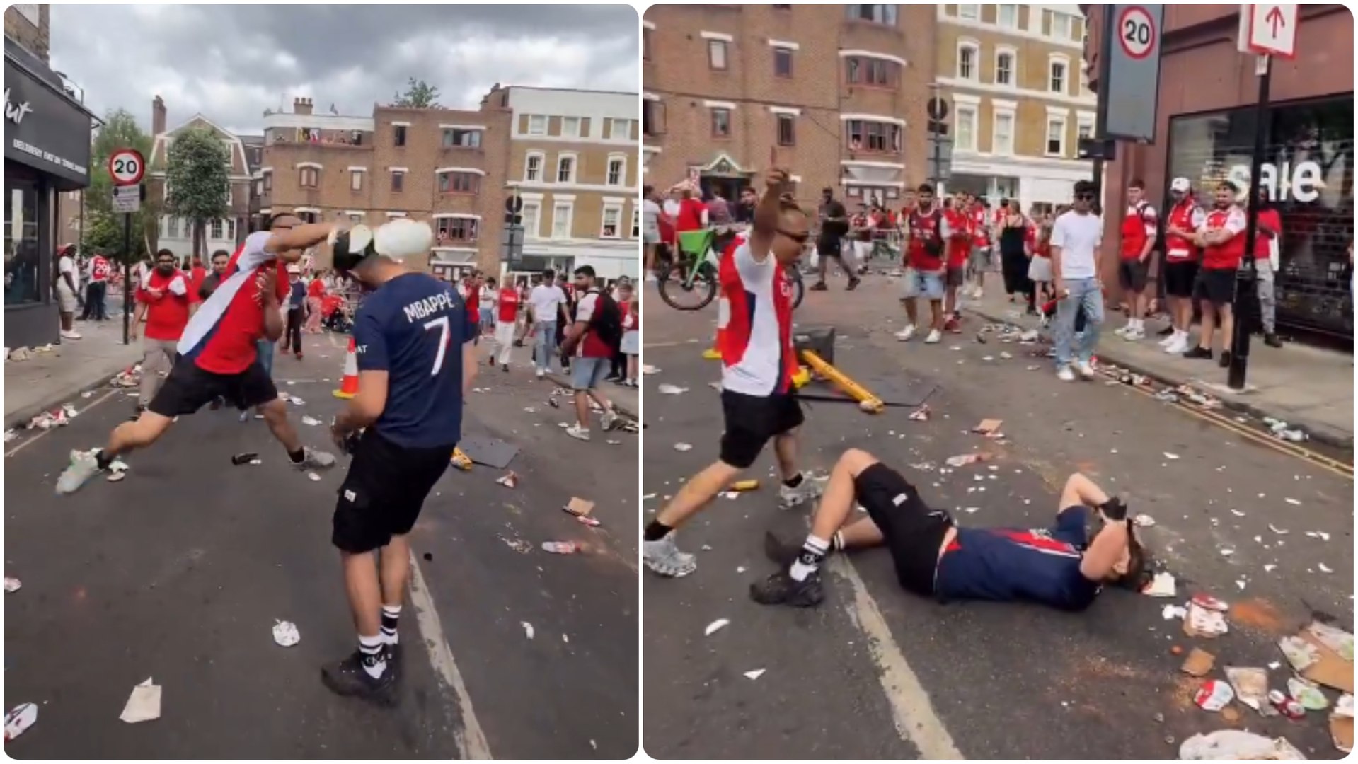 ¡Salvaje agresión en Londres! Un hincha 'gunner' estampa un jarrón ...