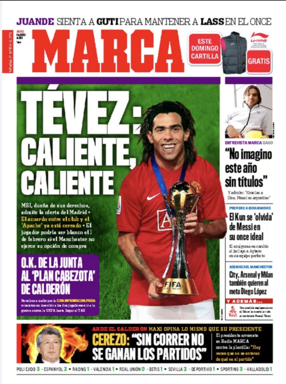 Tevez desvela que estuvo 'cerrado' por el Real Madrid: “El contrato lo ...